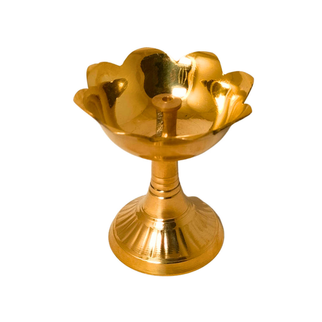 Brass Devdas Diya (Height 3 Inch) – Flower Petal Pital Jyot Oil Lamp ...