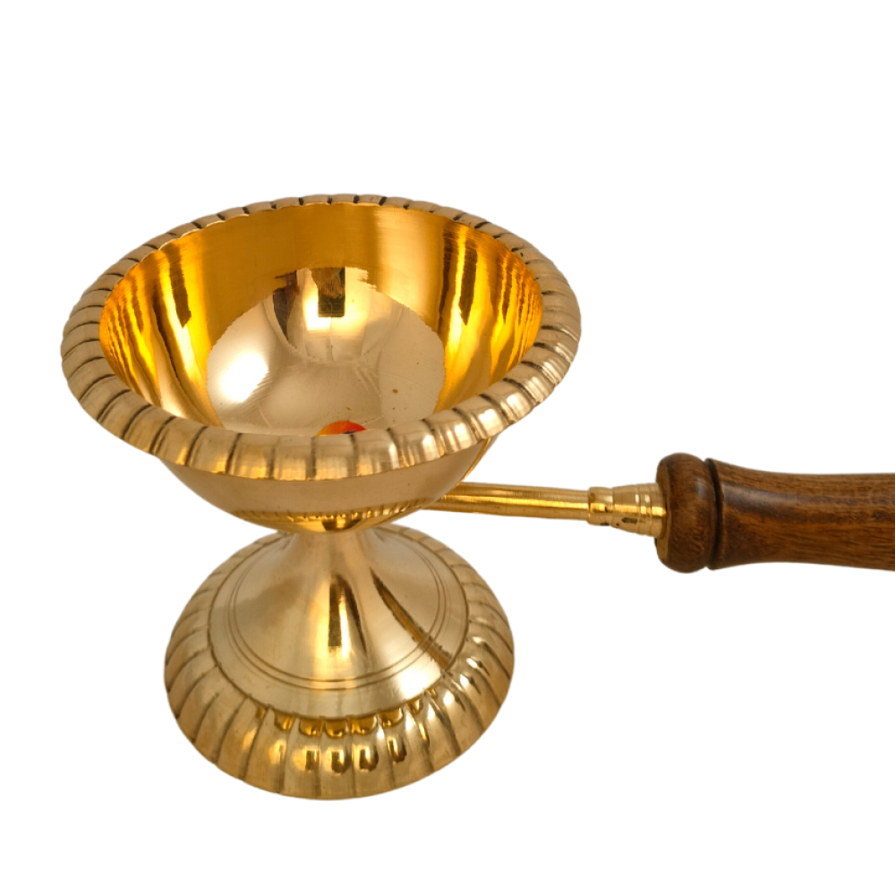 Brass Dhoop Dani Incense Burner Loban Stand Dhooparat (Length 9 Inches ...
