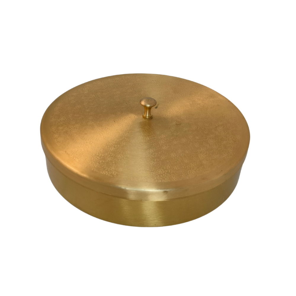 Brass Masala Dabba/ Spice Box/ Pooja Box, Diameter 8 inches (₹4000)