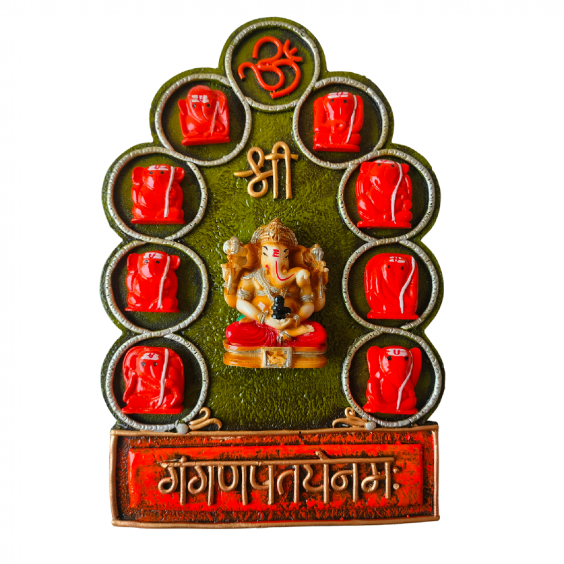 Fiber Ashtavinayk Wall Hanging 11 Inch (870)