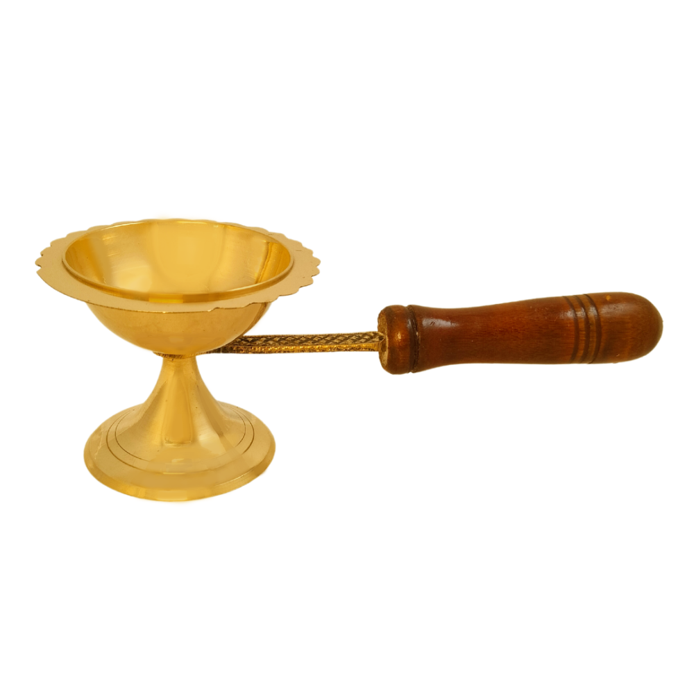Brass Dhoop Dani Incense Burner Loban Stand Dhooparat (Length 10 Inches ...
