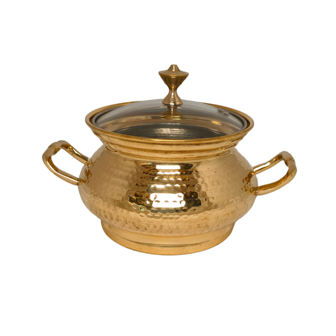 Brass Handi (Hammered) 4 Inches Diameter with Glass Lid (₹1900)